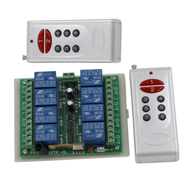 8 Channel Radio Remote Control Switch 1 pcs Receiver+2 pcs 8CH Remote ...
