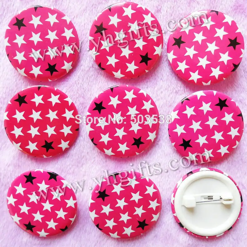40PCS/LOT,3cm(1.2 inch),Pink star badge,Cloth pins,Students reward ...