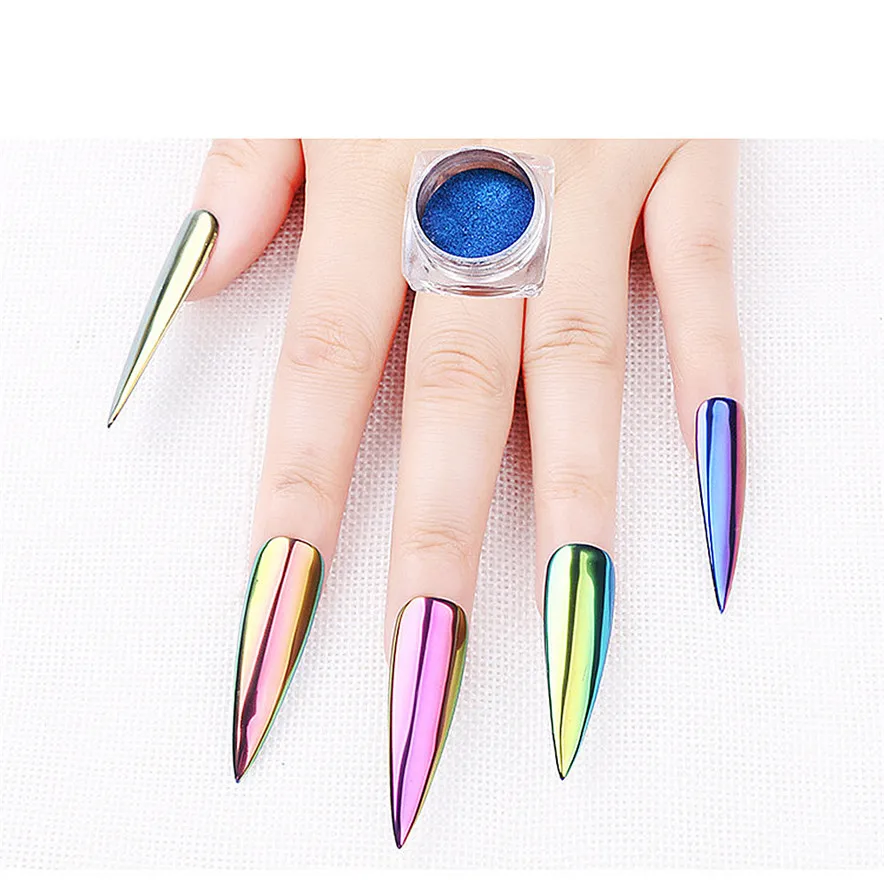 OutTop NEW green color Metal Chrome Nail Polish Powder Pigment Changing ...