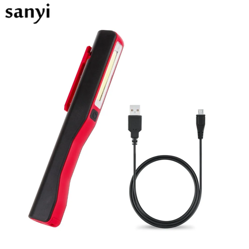 Inspection Lamp Cob Led Usb Rechargeable Magnetic Pen Rotation Clip ...