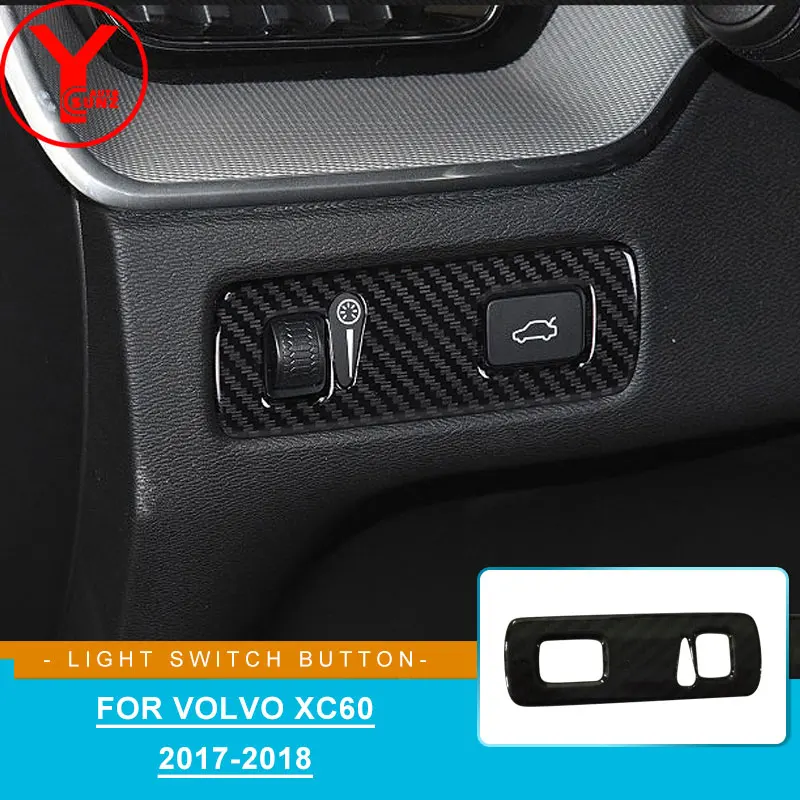ABS carbon fiber car light switch button cover For volvo xc60 2018 ...
