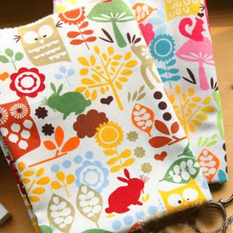 50x140cm Vintage Retro Linen Cotton Fabric - Forest Owl Rabbit Print -vintage Zakka Diy Sewing ...