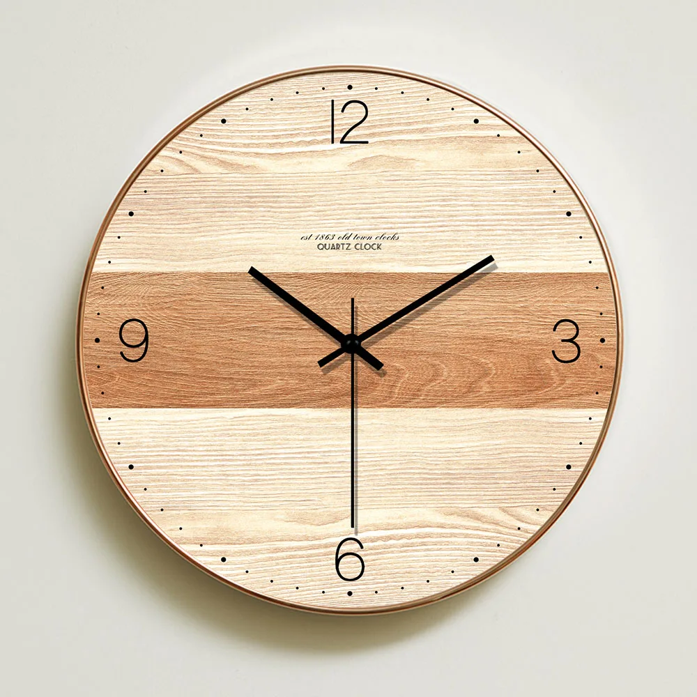 14 Inch Nordic Round Clock Modern Minimalist Wooden Wall Clock Creative 14 Inch Nordic Round Clock Modern Minimalist Wooden Wall Clock Creative