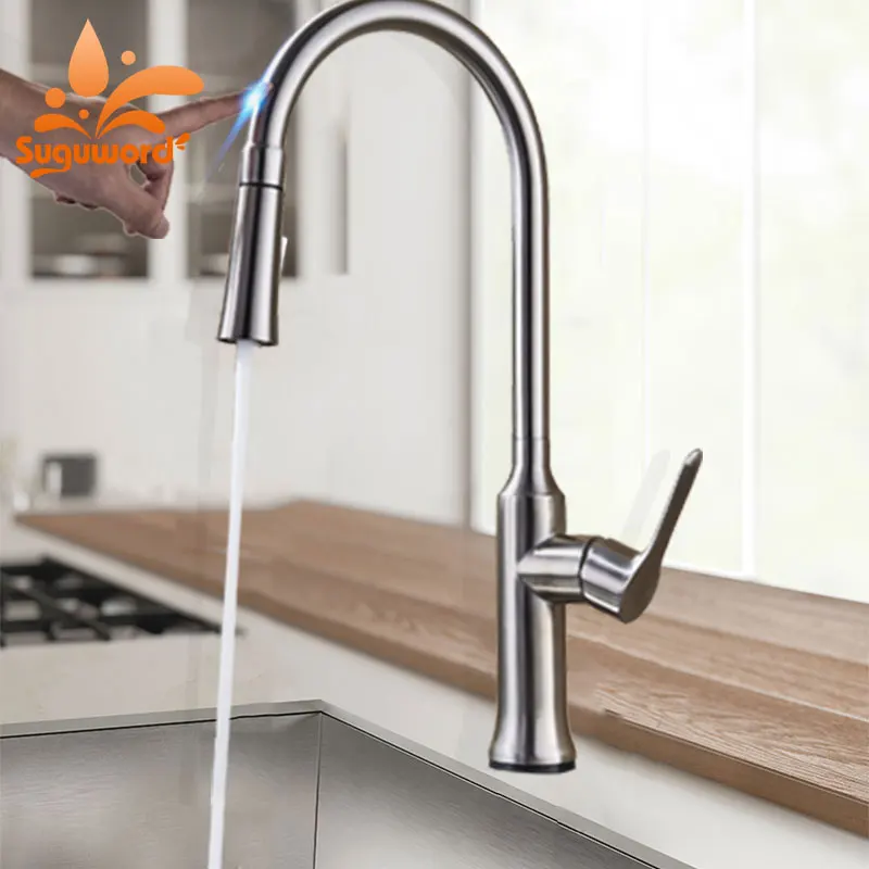 Suguword Brushed Kitchen Sensor Faucet Hot & Cold Torneira Mixer Tap ...