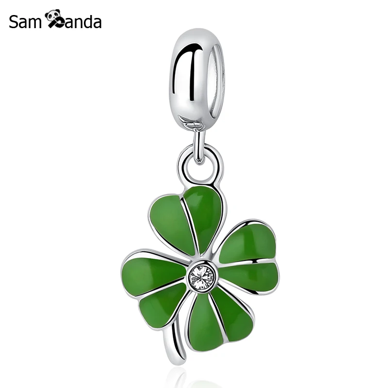 Colgante de trébol de cuatro hojas para pulsera Pandora, cuentas de ...