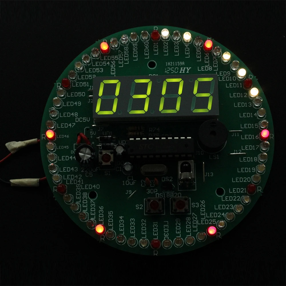 Monday Kids 4 Digital LED Tube Display Display DS18B20 Rotating Time Clock Alarm Temperature ...