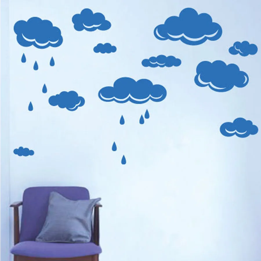 Rain Drops Clouds Vinyl Wall Sticker For Kids Room Wall Art Decor ...