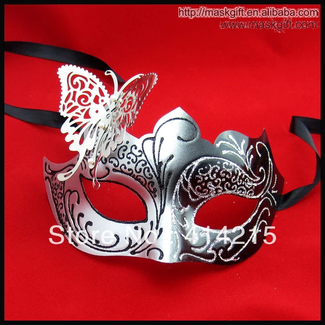 12 Pcs Hot Sell New Woman Black Silver Venetian Metal Mask, Butterfly ...