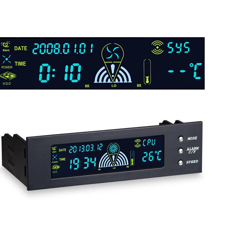 5.25" Drive bay pc fan controller panel 3 channel fan/temperature ...