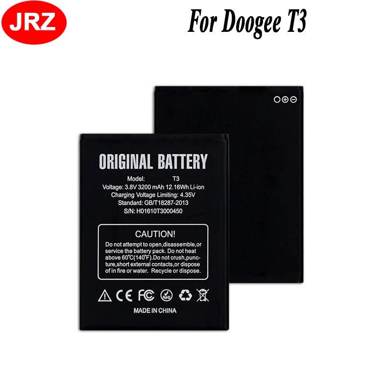 JRZ For Doogee T3 Phone Battery 3200mAh Hight Capacity 3.8V Top Quality ...