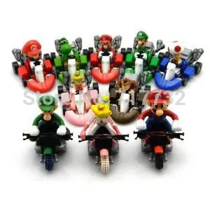 TraVelMall Super Mario Bros Car Toy 10 pcs/set Super Mario Bros Kart ...