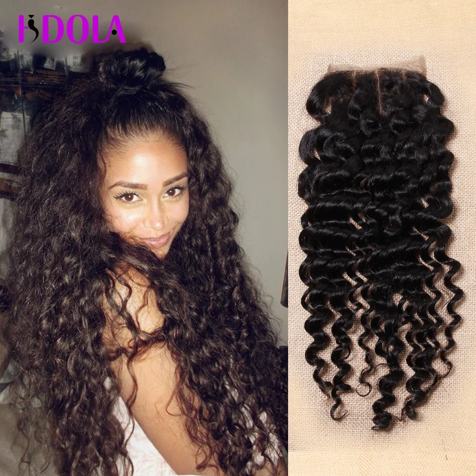 Hot !!! Brazilian Deep Wave Closure 3 Part Virgin Human Hair Closure ...