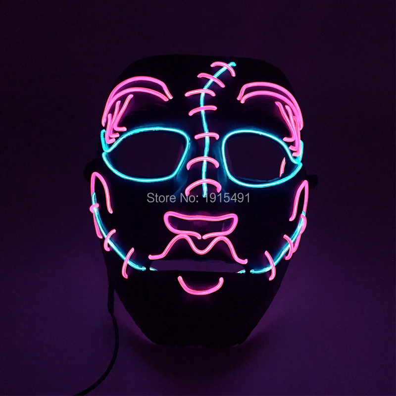 Night Twinkling Scary Mask Led Strip Stitching Face Mask Skull Shock ...