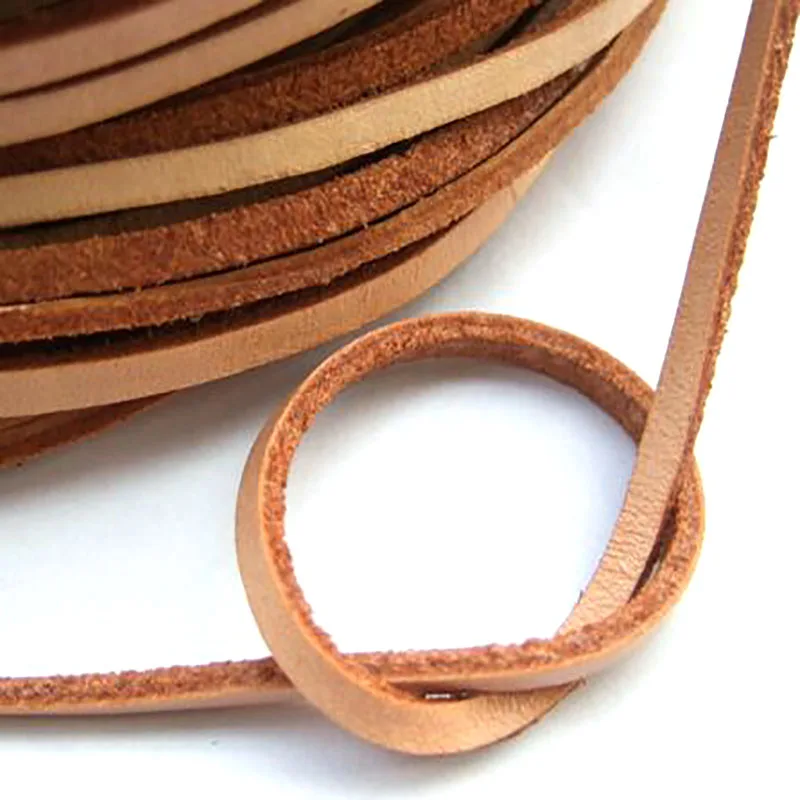 1 Meters Hight Quality 3*2mm Flat 100% Genuine Real Natural Leather ...
