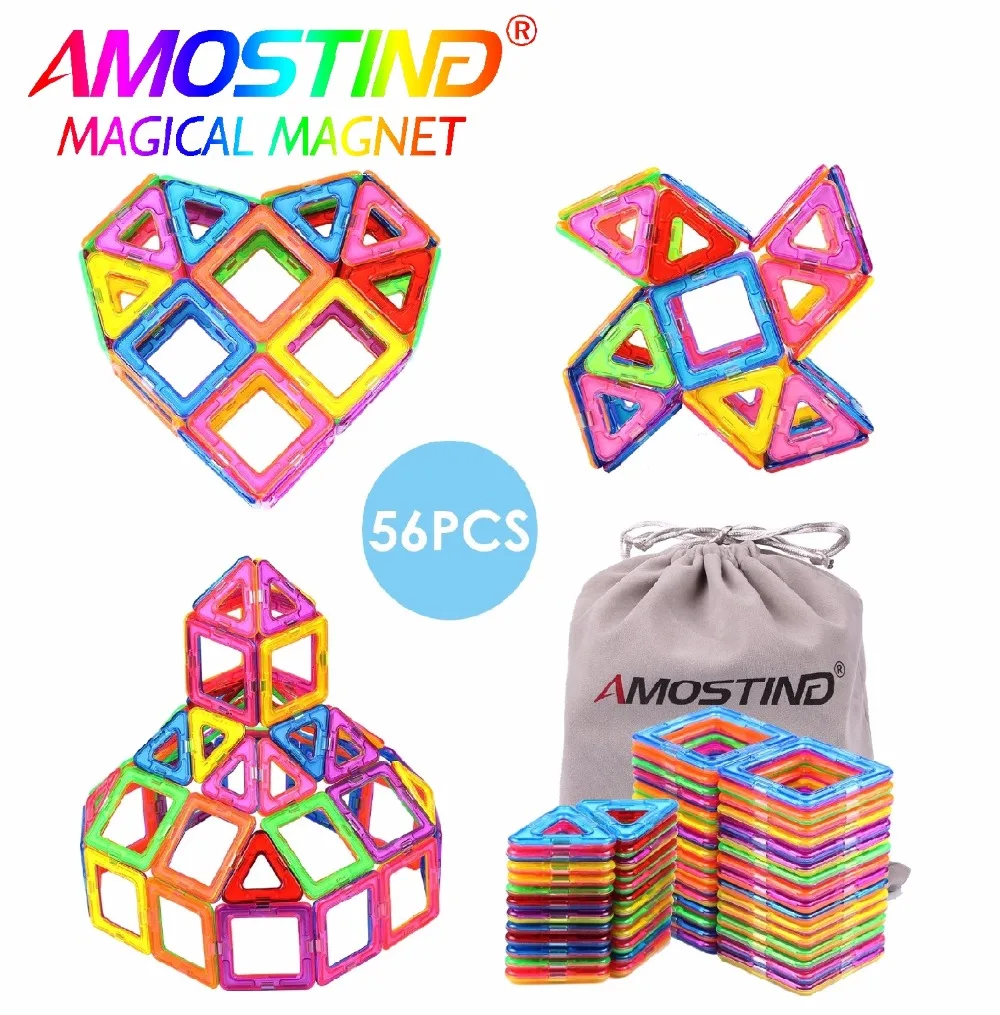 56PCS Big Size Magnetic Building Blocks Bricks Toys Construction ...