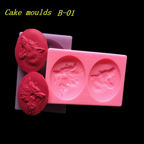 Wholesale Silicone mold K377 b Wolf head shape Decoration clay mold ...
