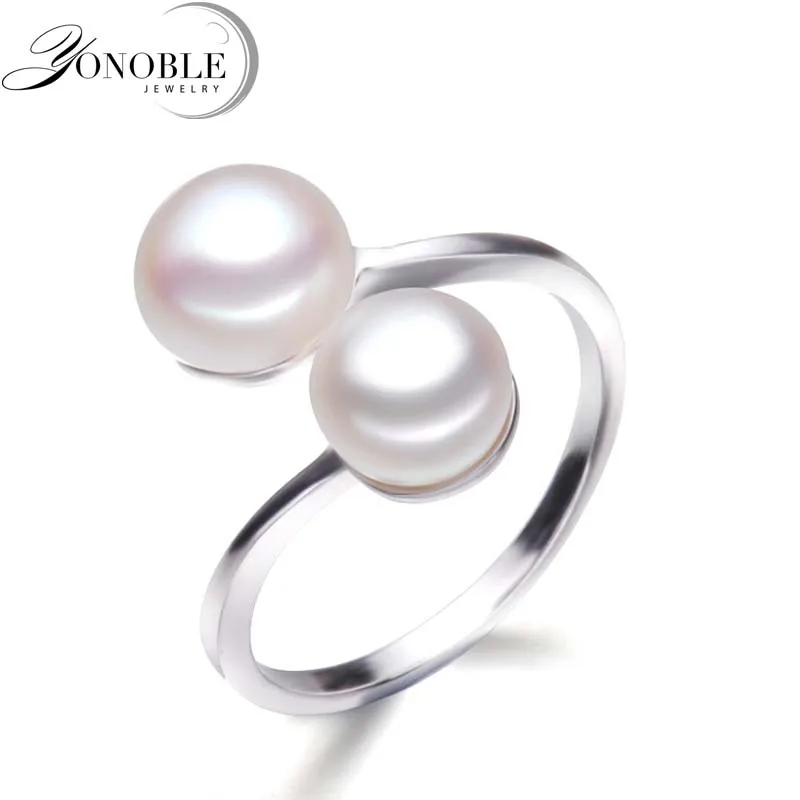 Younoble Natural Cultured Double Pearl Rings For Women,silver 925 ...