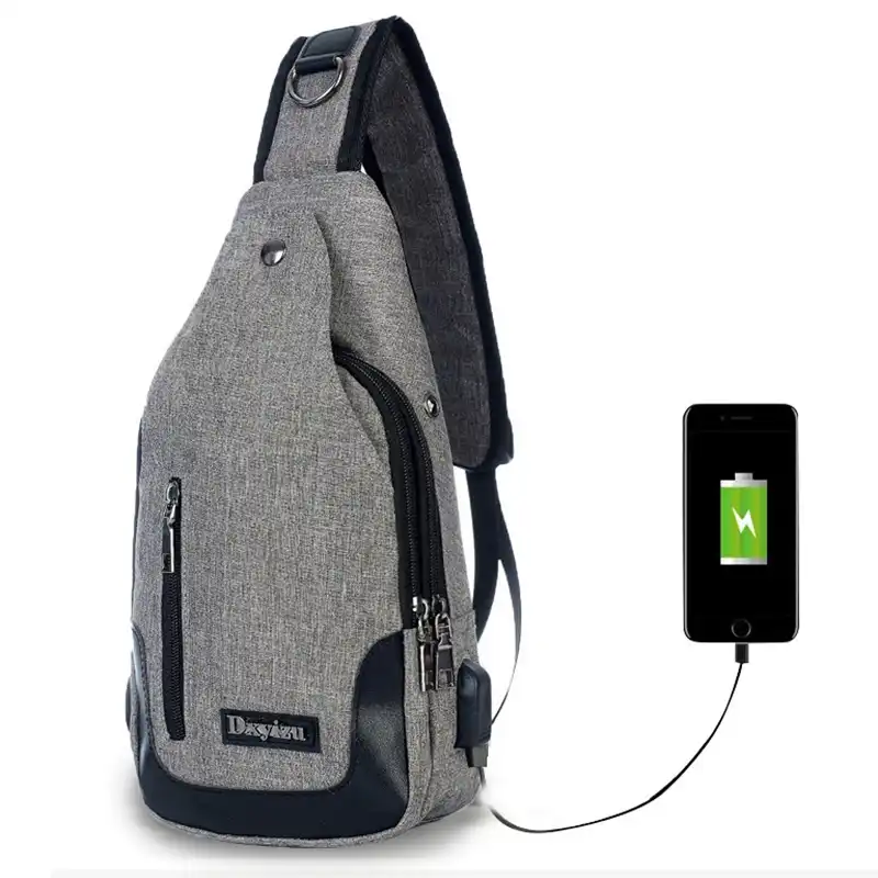 Single Strap Backpack USB Charging One Shoulder Backpack Men Travel Bag ...