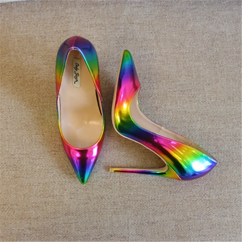Rainbow Holographic Pointed Toe High-Heel Shoes - Queerks™
