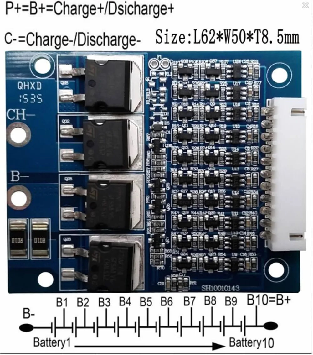 10S 10A 42V li ion lithium BMS PCM PCB Battery Protection Board For ...