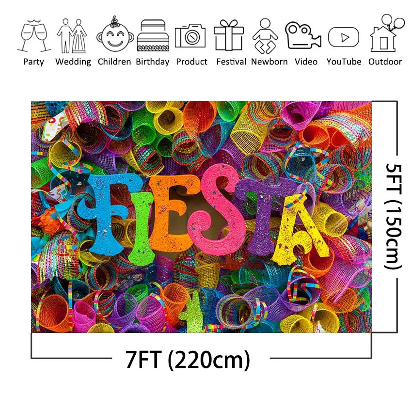 MEHOFOTO Fiesta Party Backdrop Mexican Fiesta Themed Birthday Party ...