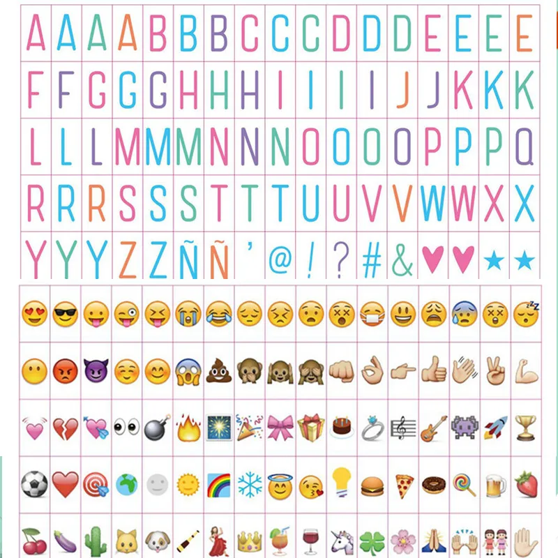 85pcs Colorful Letters Signs Emoji Symbols & Glyphs Cards for The A4 A5 ...
