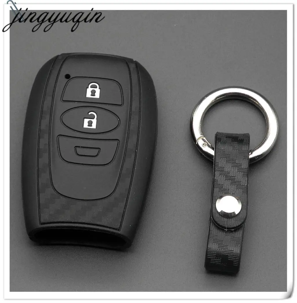 jingyuqin Carbon Silicone Car Smart Key Fob Case for Subaru Legacy ...