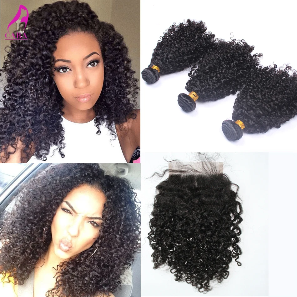 7a Brazilian 3b 3c Kinky Curly Virgin Hair With Closure 4pcs Brazilian