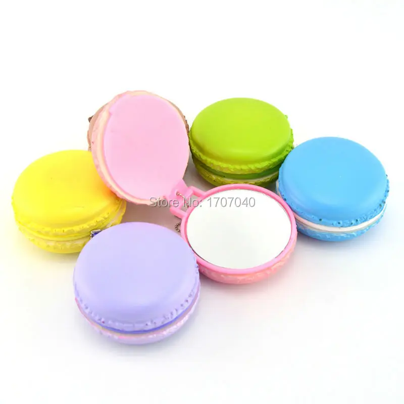15 Pieces/lot 6cm Cute Squishy Yummy Macaroon Make Up Mirror Girls Kid ...