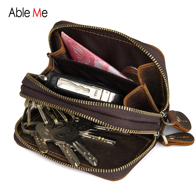 Custom Car logo two layers key Wallet Male Genuine Leather Purses ...