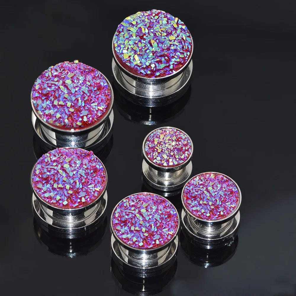 Ear Expanders piercing 1Pair Punk Stainless Steel Silver Screw Tunnels ...