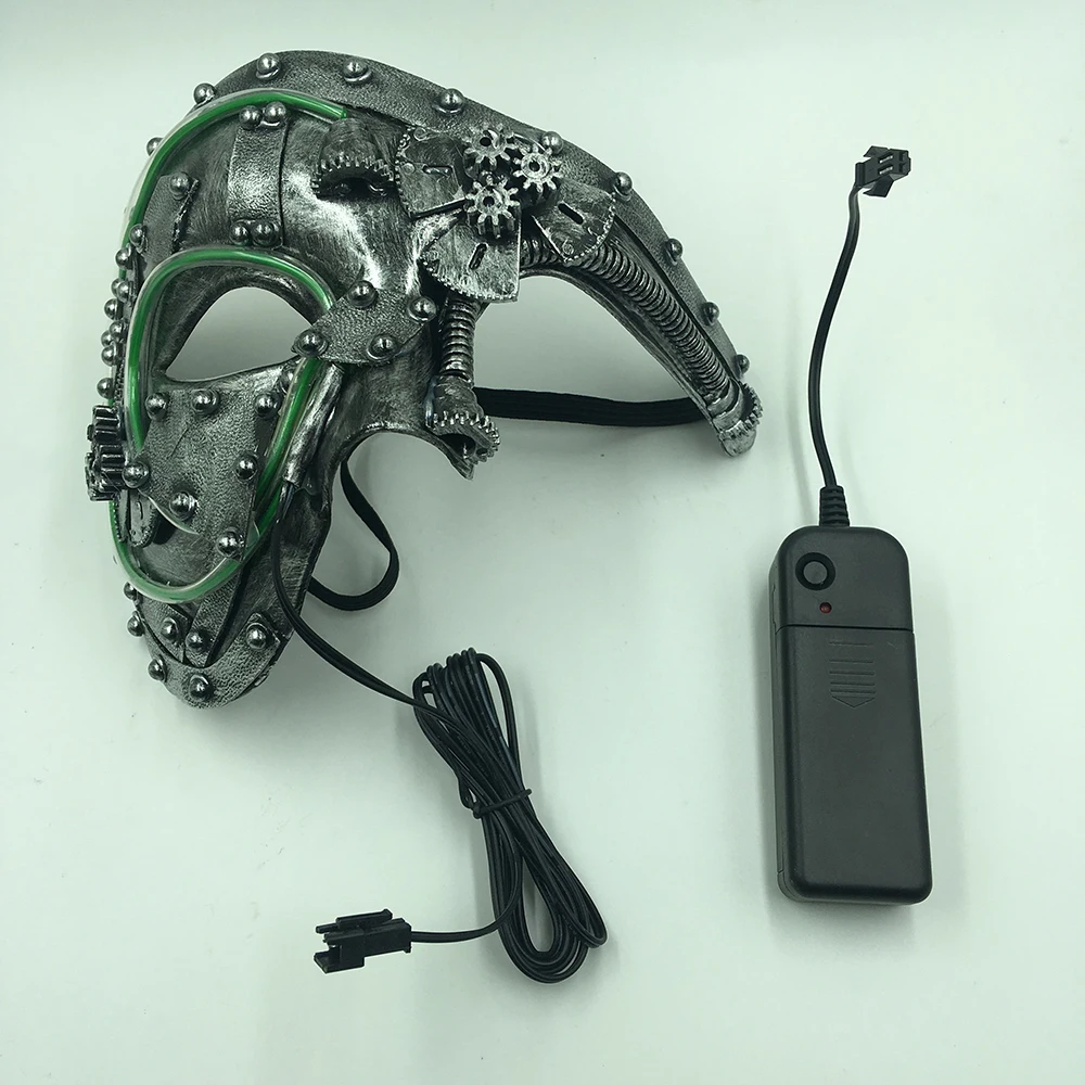 Steampunk Led Light Up Skull Punk Half face Cosplay Mask - AllCosplay.com