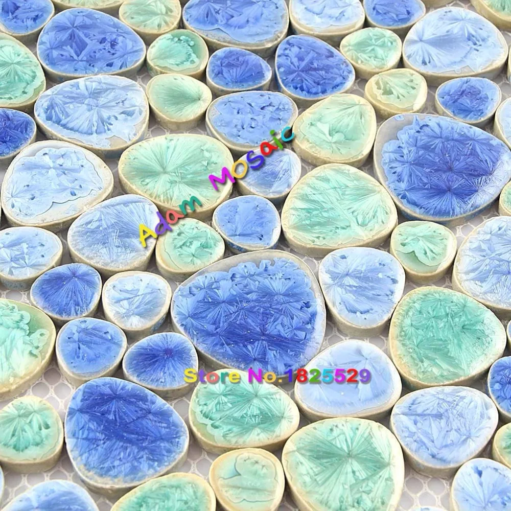 Blue Pebble Flooring Tiles Swimming Pool Mosaic Stickers Green Bathroom ...