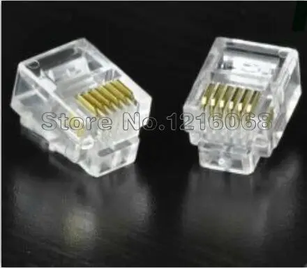 (100Pcs/lot) 6P6C 6 Pins 6 Contacts RJ11 Telephone Modular Plug Jack ...