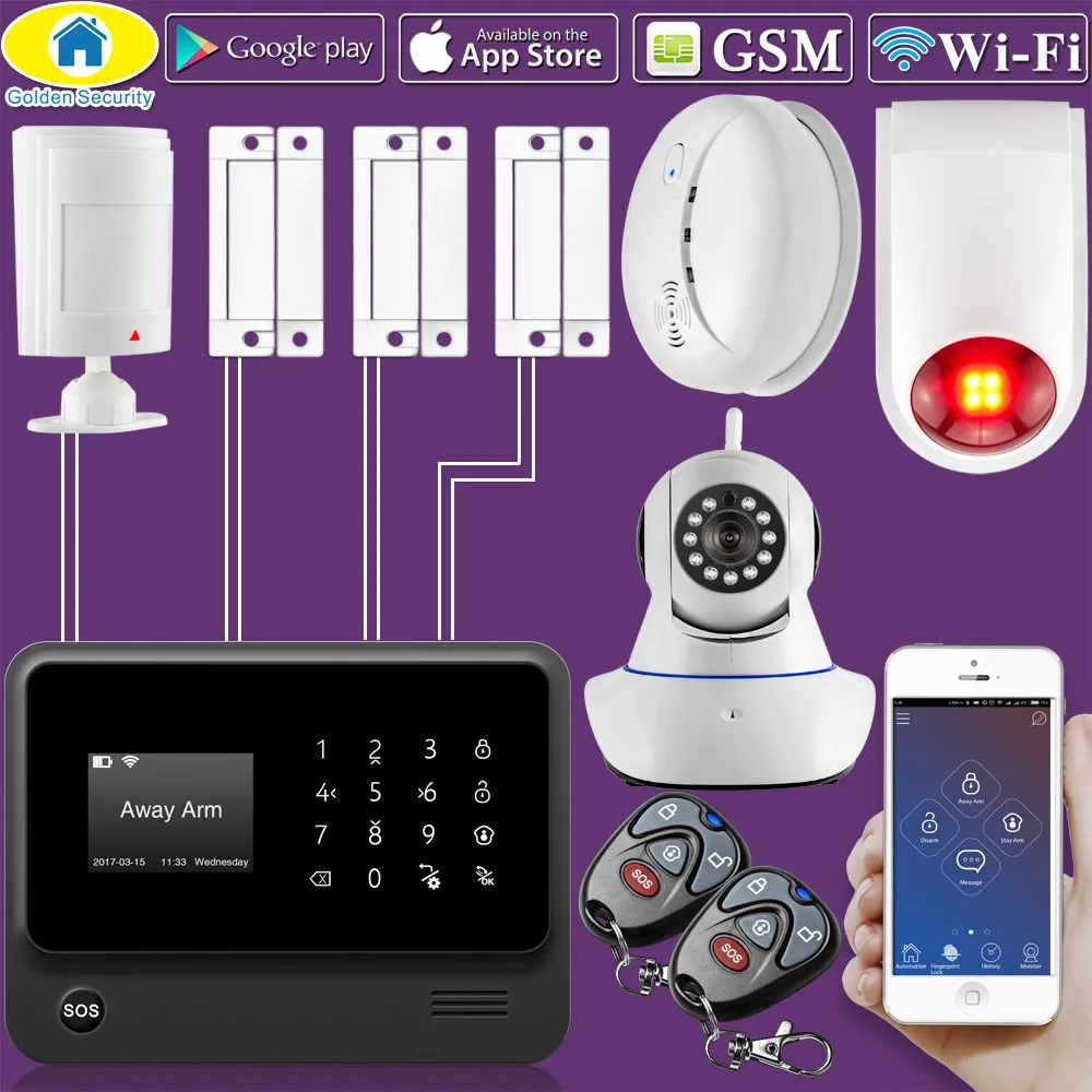 Golden Security G90B Plus WiFi GSM 2G Home Security Alarm System ...
