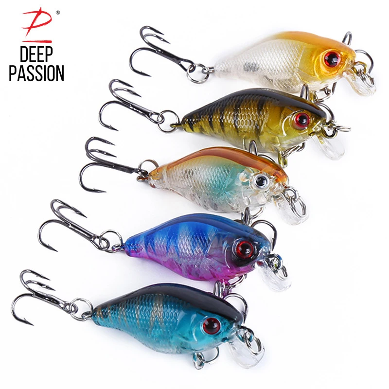 DEEP PASSION 5PC Minnow Crankbait Hard Lure Mini Kit Artificial Baits ...
