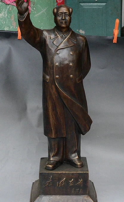 30" China Stateman Bronze Great Leader Mao Zedong Chairman Mao Raise ...