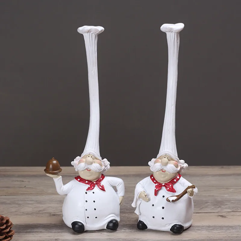 Modern Resin Chef Figurine Creative White Top Hat Cook Ornament Kitchen ...