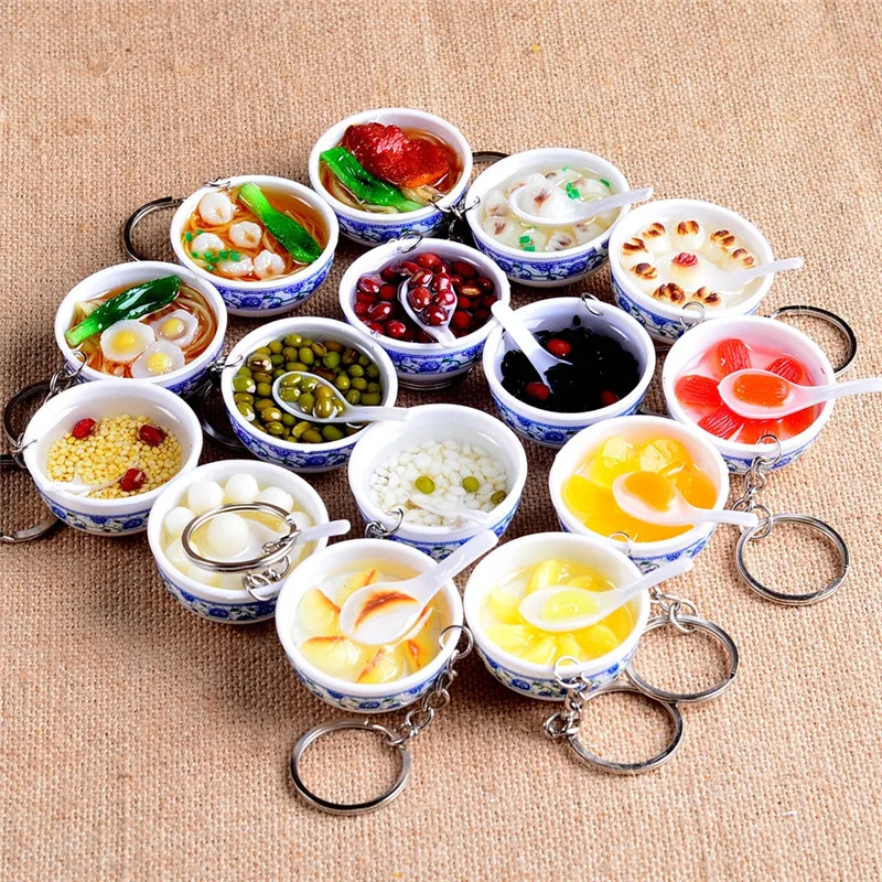 1pc Novelty Fake China Food Keychains Cute Lovely Simulated Bow Gift ...