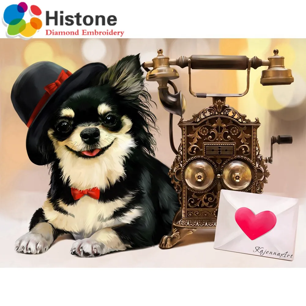 2017 New 5D DIY Diamond Painting Cartoon Dog Round Diamond Embroidery ...