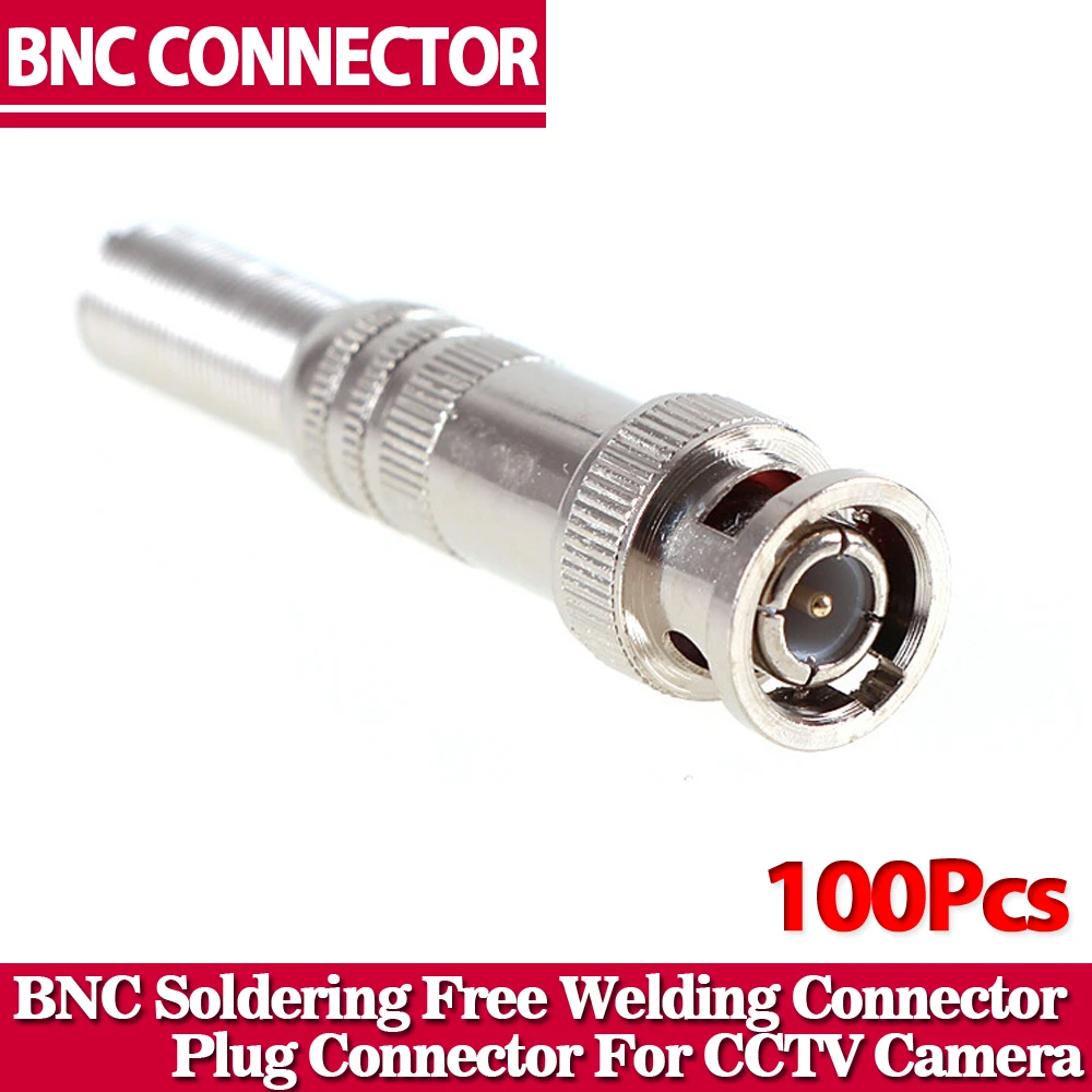 100pcs/lot BNC Male Connector for RG 59 Coaxical Cable, Brass End, Crimp, Cable Screwing, CCTV ...