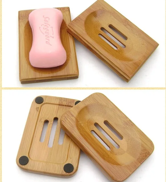 100PCS Natural Bamboo Wooden Soap Dish Wooden Soap Tray Holder Storage ...