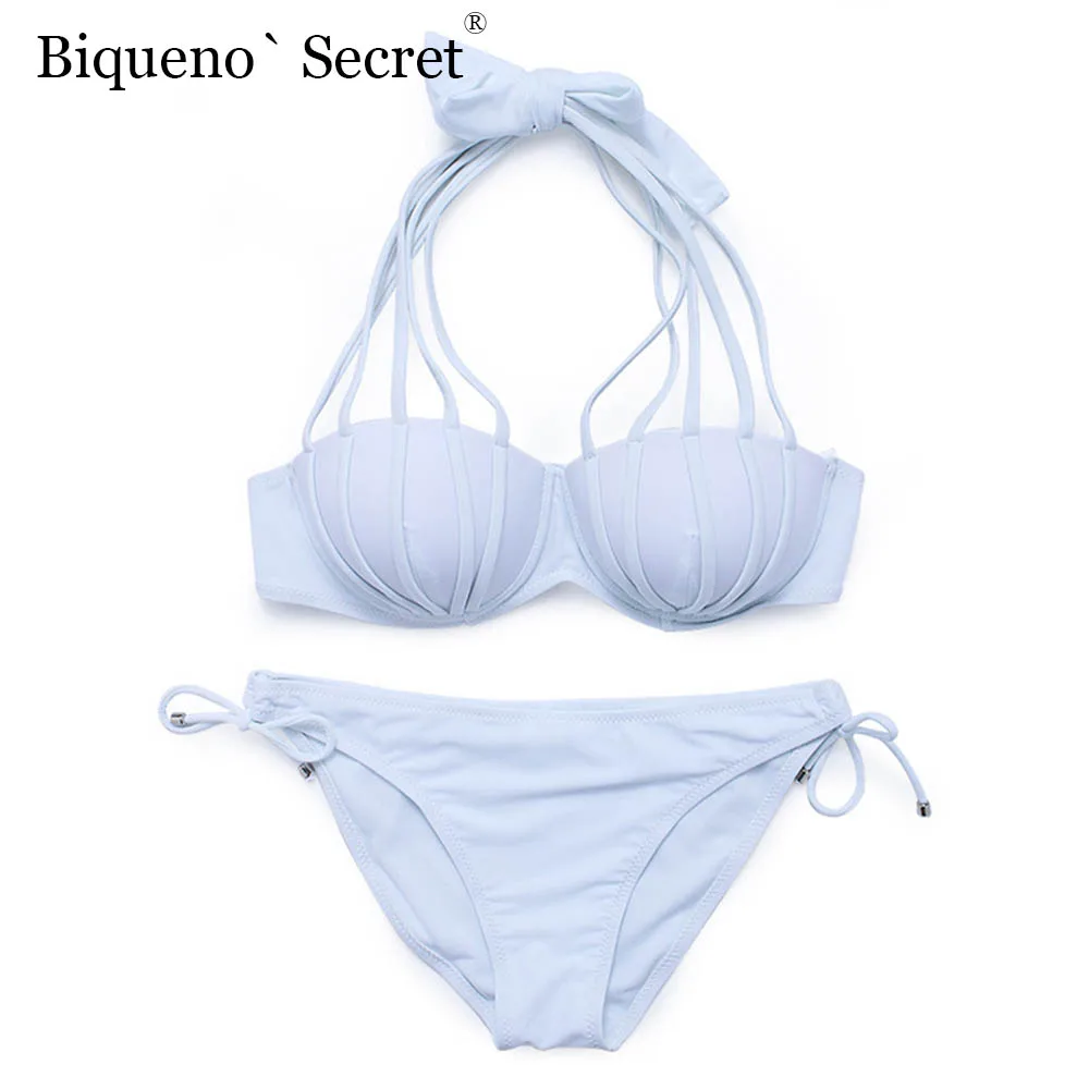 White Push Up Swimsuit Women Underwire Swimwear Bathing Suit Bandage ...