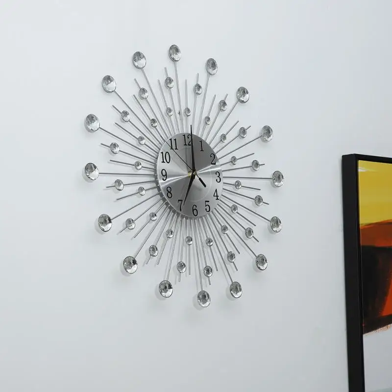 Креативные железные настенные часы в форме цветка стразы подвесные настенные часы железные Стразы