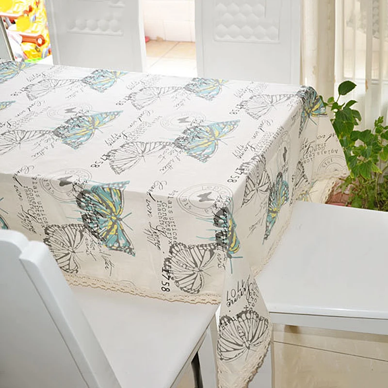 Butterfly Tablecloth Cotton Linen Dinner Table Cloth New Garden Insect ...