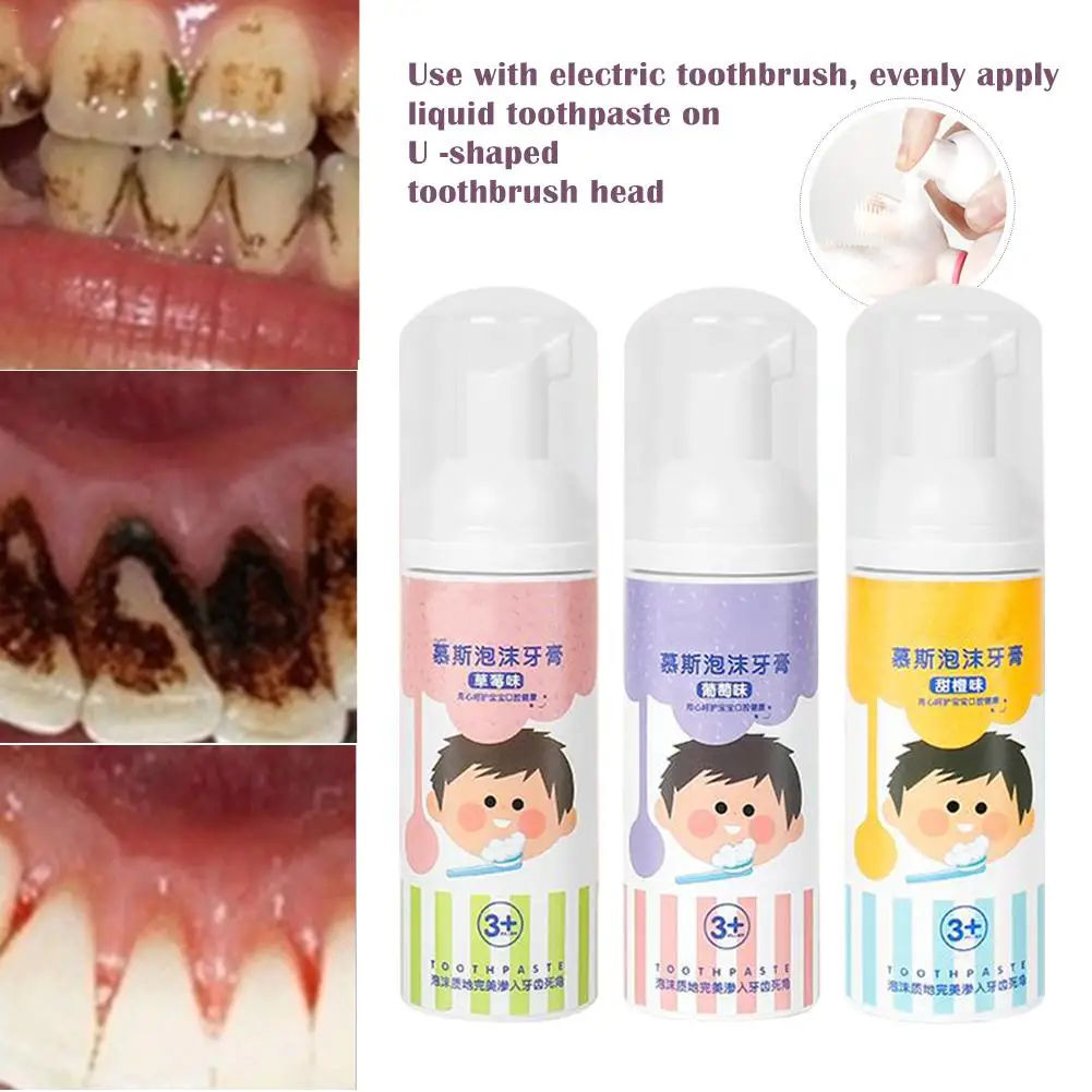 Children Toothpaste Swallowable Mousse Foam Whitening Teeth Gum Care ...