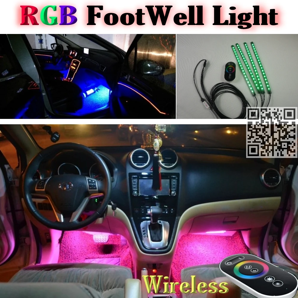 Wireless Control RGB Color Interior Under Dash Floor Accent Ambient ...