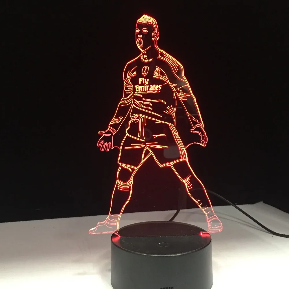 Football Soccer Player 3D Lamp Model Acrylic Panel 7 Colors Change LED ...