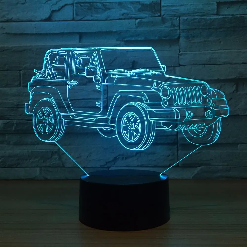 Jeep Car 7 Colorful Usb 3d Lamp Bedroom Office Home Decoration Desk ...