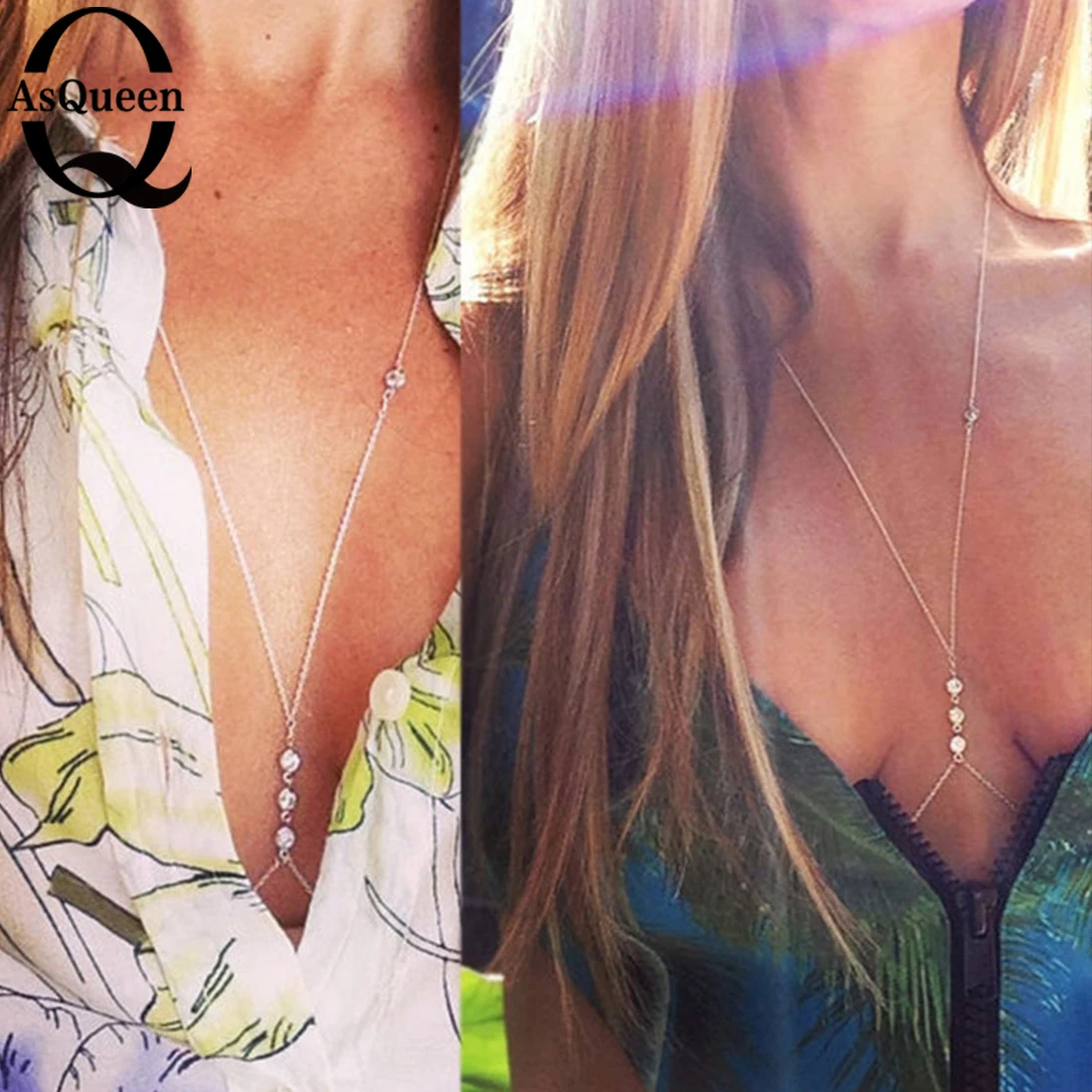 1 Pc Fashion Gold Silver Bikini Crossover Waist Belly Harness Body